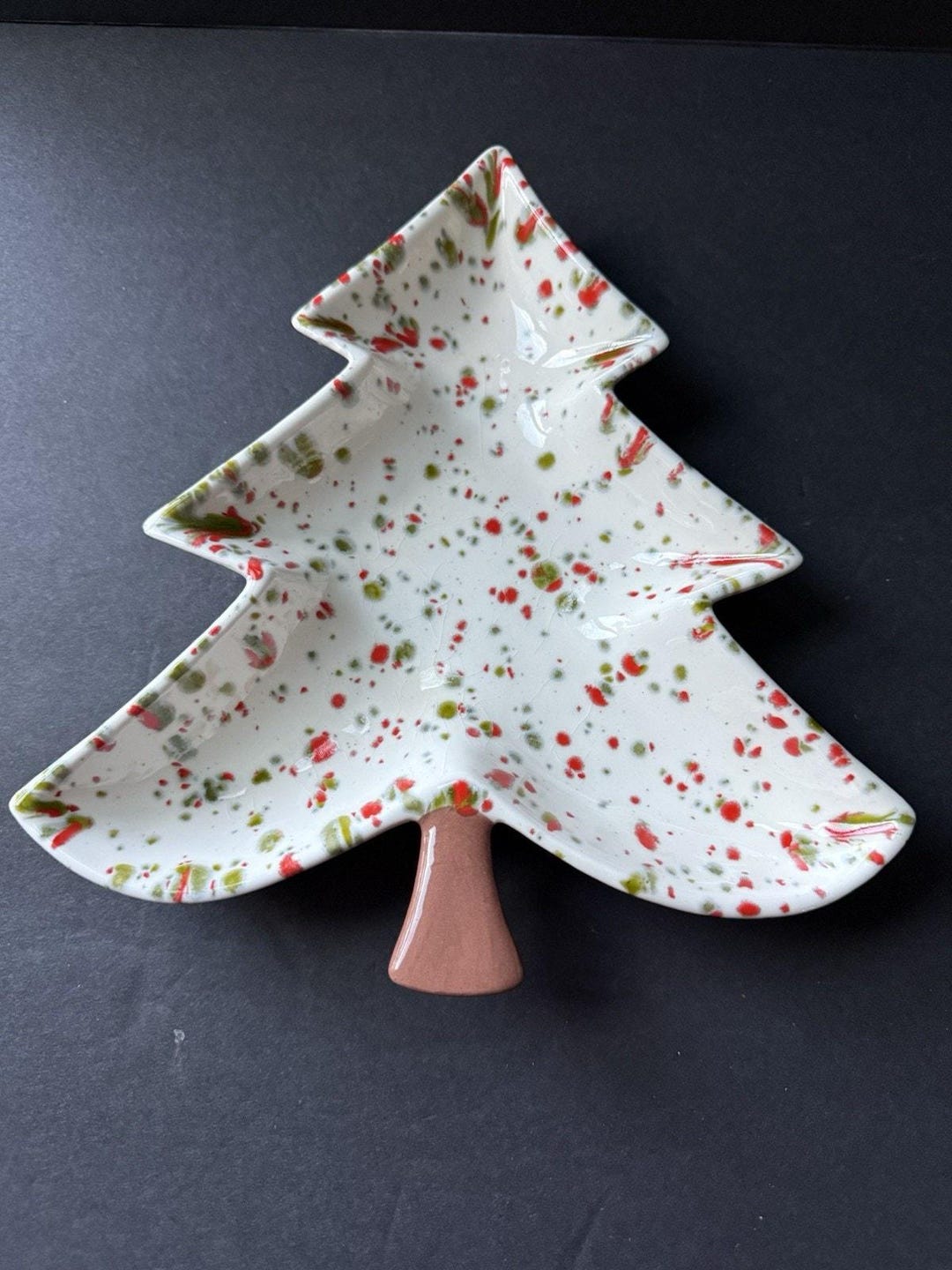 Vintage 60s Ceramic Mold Splatter Paint Christmas Tree Shaped Candy ...