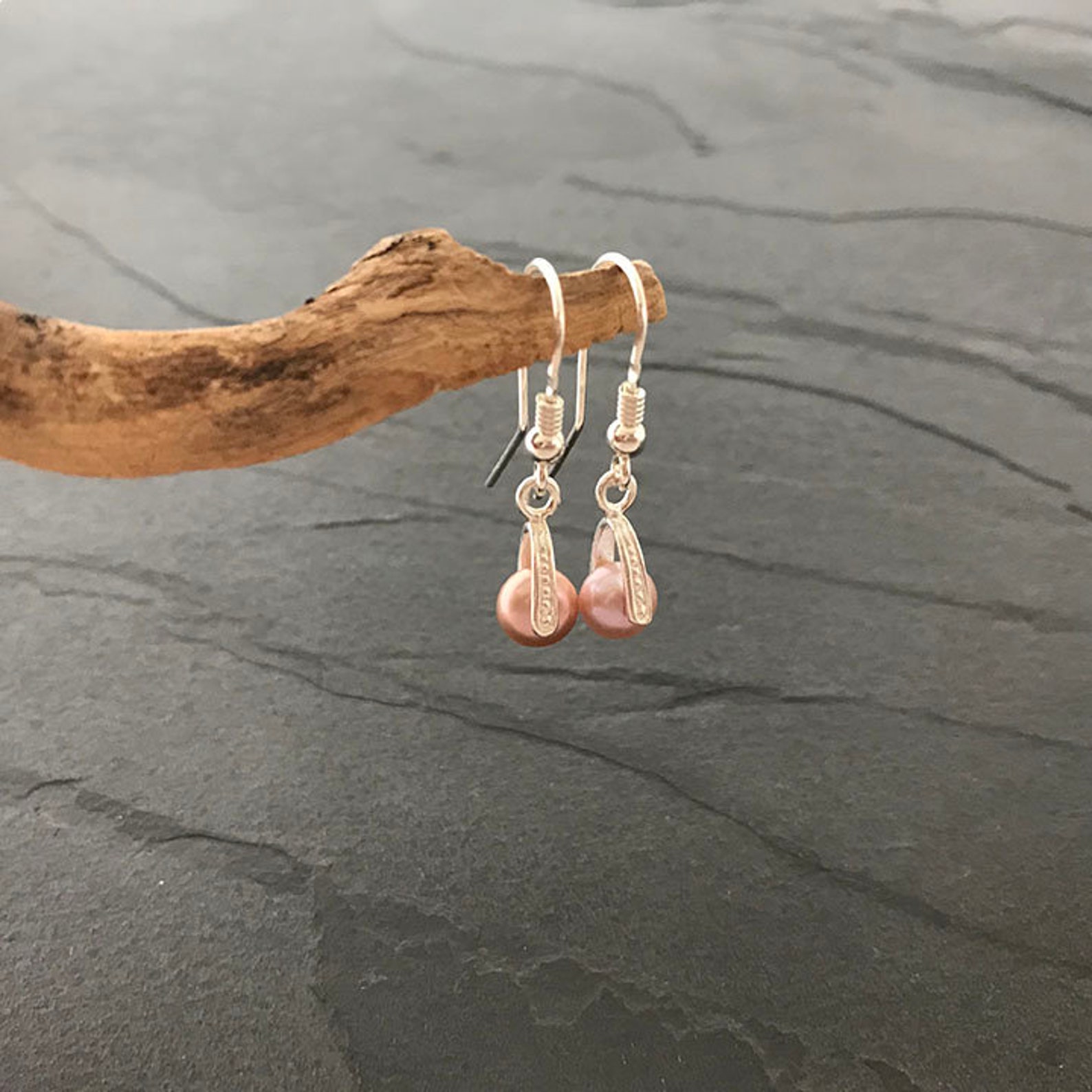 Pretty Pink Pearl Dangle Earrings - Etsy