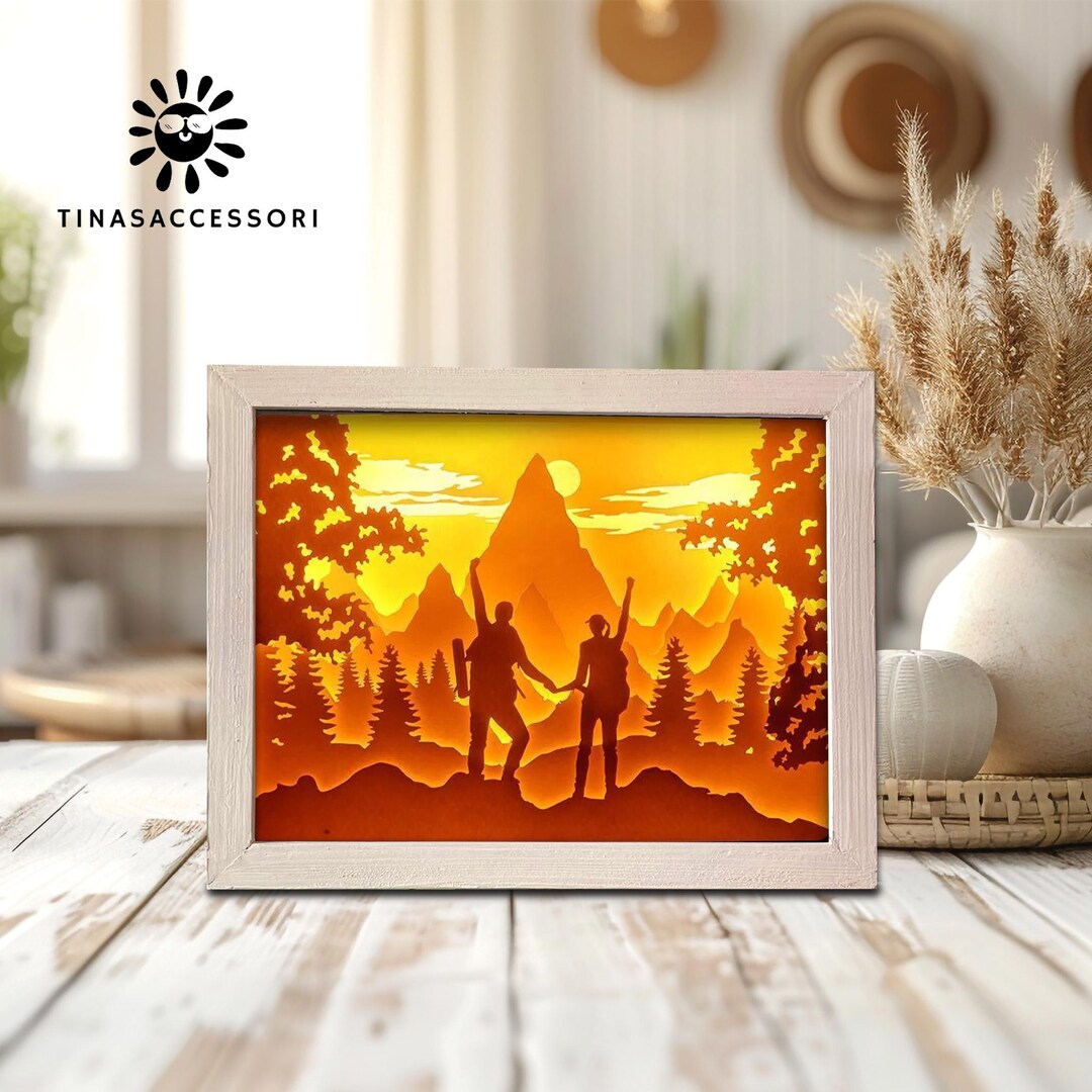 Hike A Mountain 2 Paper Cut Light Box Shadow Box Night Light Bedroom ...