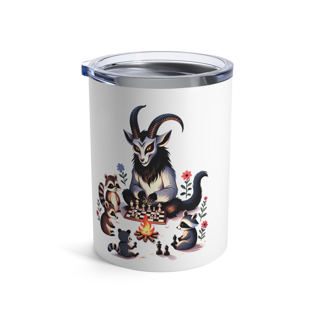 Baphomet Chess Tumbler Satanic Goat Demon Vs. Raccoons Playing Chess ...