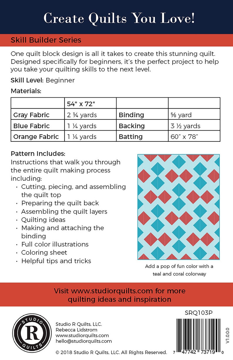 Two Step Quilt Pattern - PDF Digital Download - Modern - Geometric ...