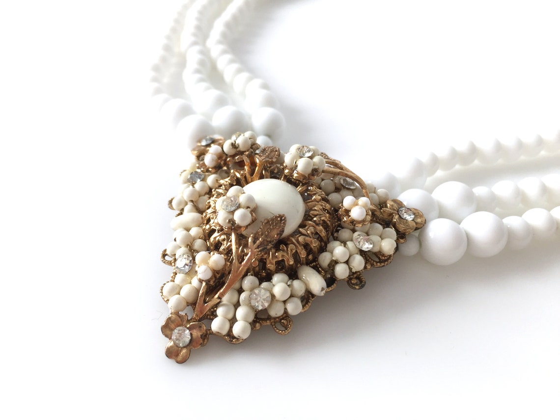 Miriam Haskel Style White Bead Necklace - Etsy