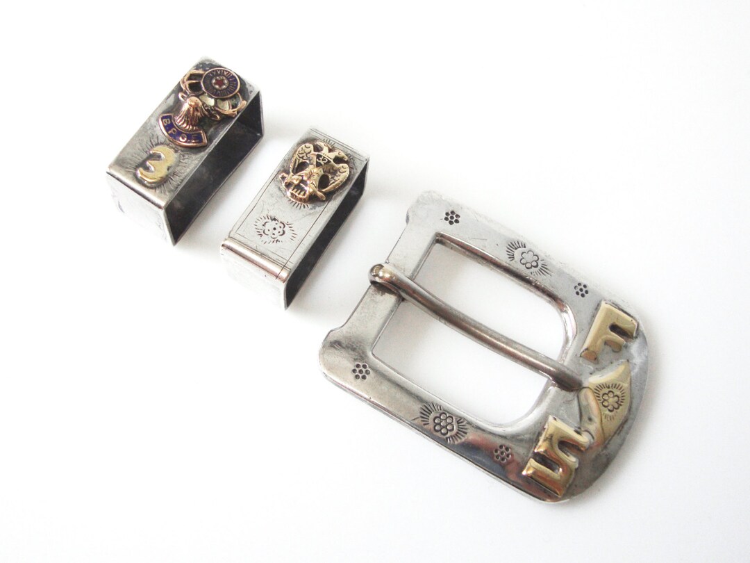Masonic Native American Indian Western Sterling Silver Buckle With ...