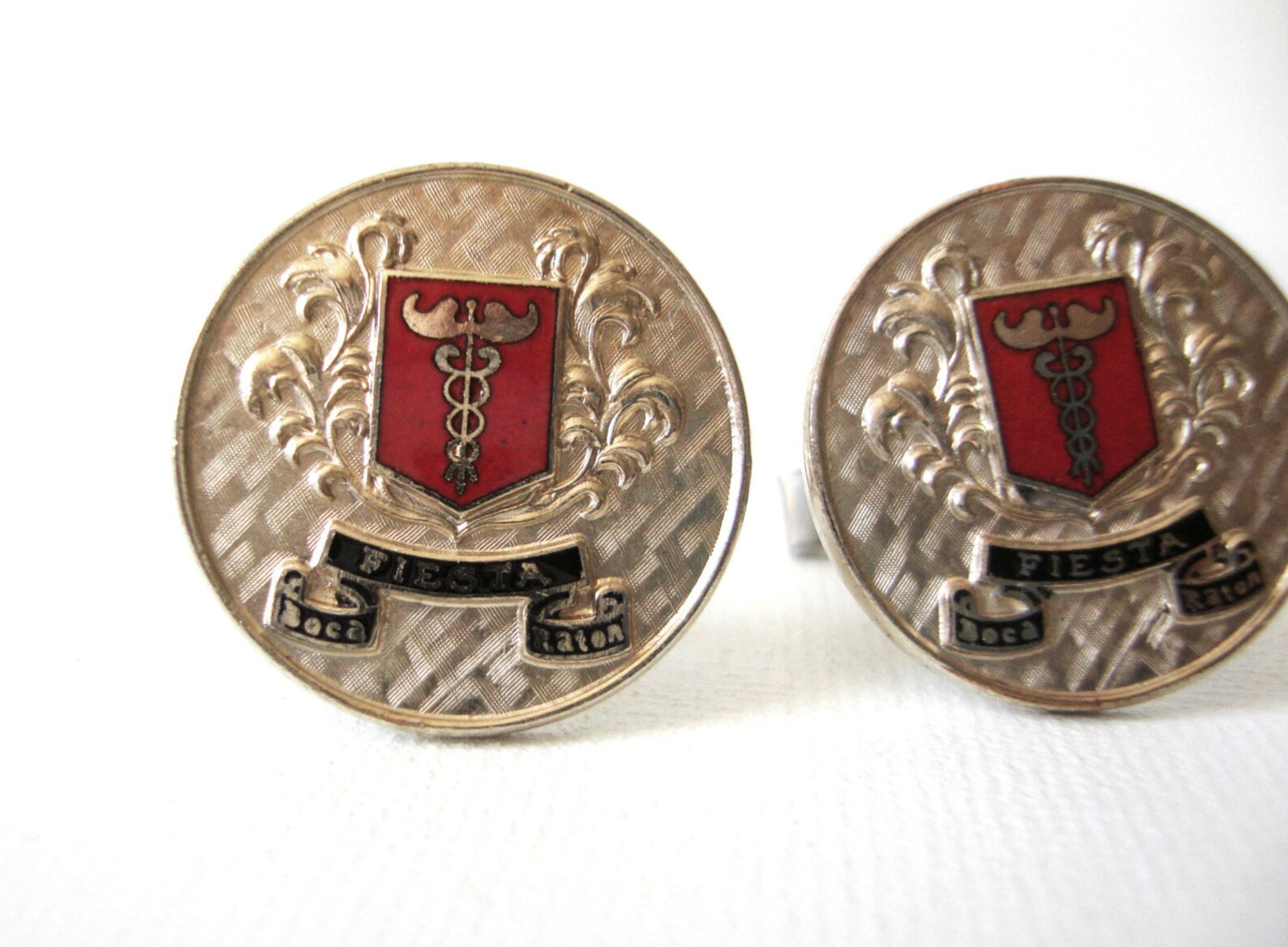 Vintage Enamel Caduceus Fiesta Boca Raton Cufflinks With Sterling ...