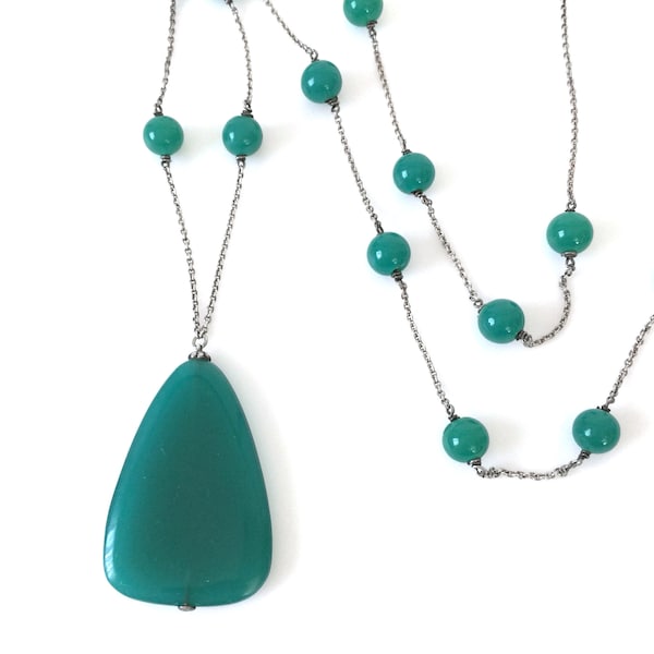 Antique Chrysoprase Pendant - Etsy