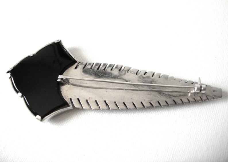 Deco Sterling Silver Marcasite Dagger Brooch With Jet Black - Etsy