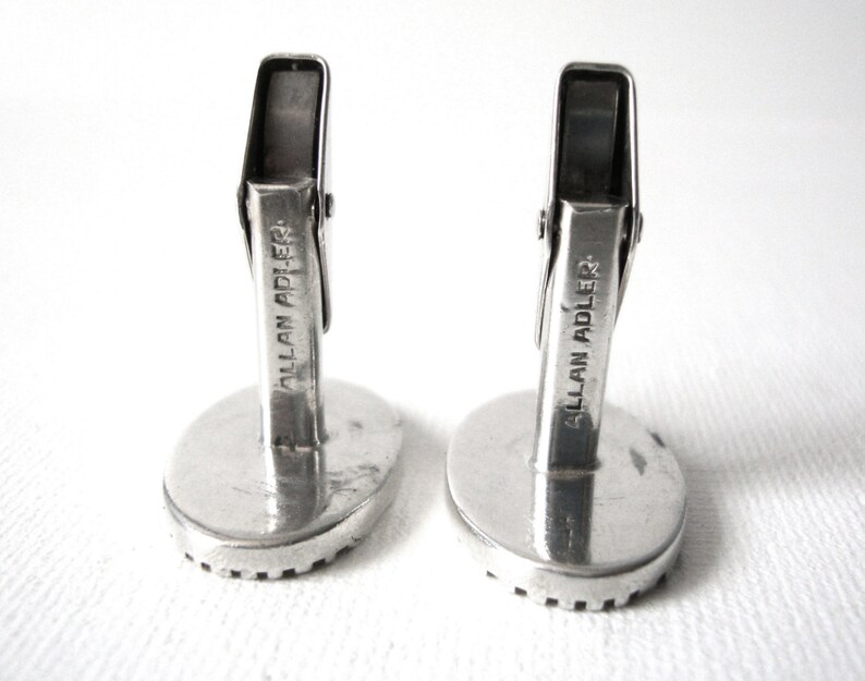 Allan Adler Oval Sterling Silver Cufflinks With Striped Grooves - Etsy