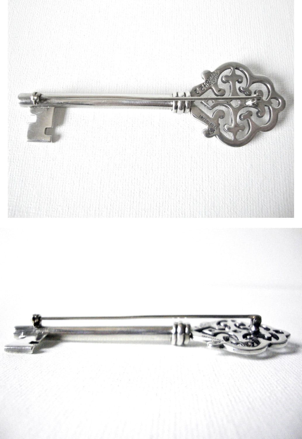 Large Los Castillo Sterling Silver Skeleton Key Brooch Eagle Mark 15 - Etsy