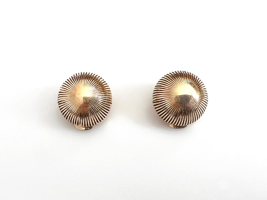 14K Gold Round Dome Clip on Earrings by Jost - Etsy