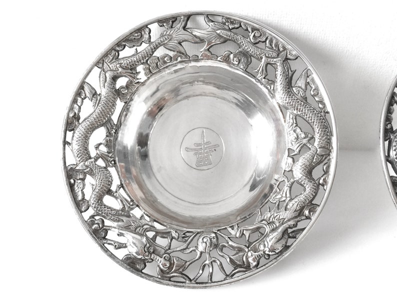 Set of Japanese Sterling Silver Dragon Dishes - Etsy