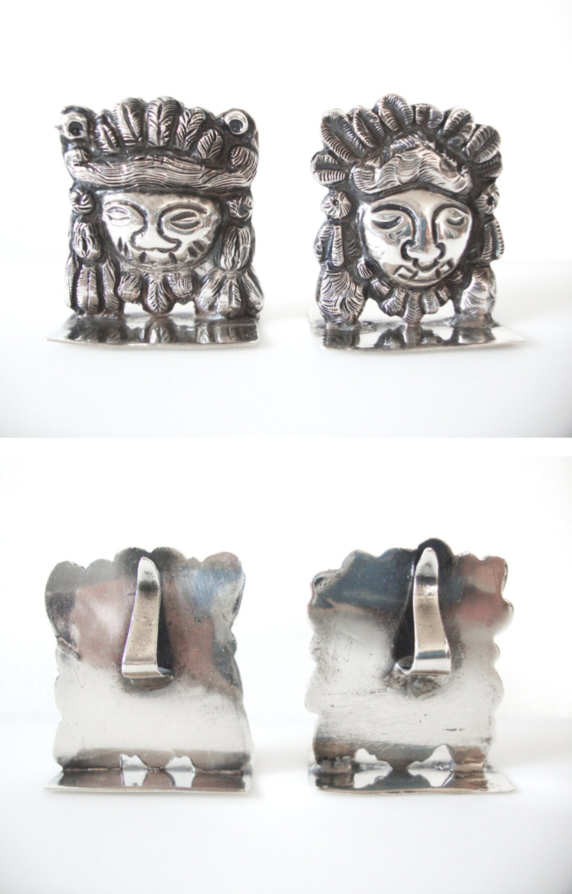 Vintage Peruvian Silver Inca Place Card Holders Set of 7 - Etsy