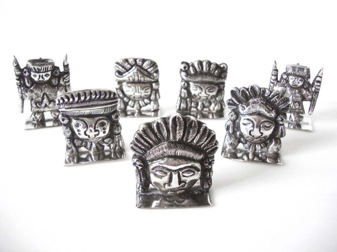 Vintage Peruvian Silver Inca Place Card Holders Set of 7 - Etsy
