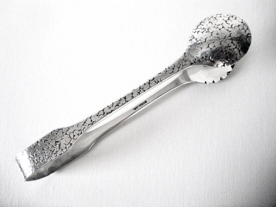 Vintage Sterling Silver Tongs With Textured Surface and | Etsy