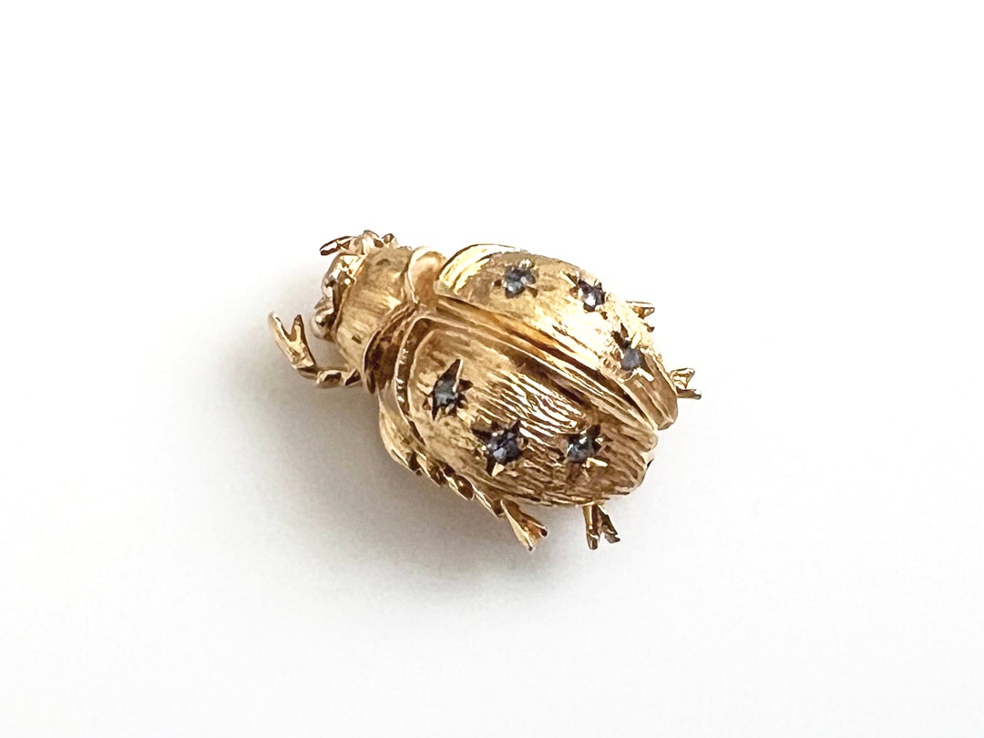 14K Gold Ladybug Brooch With Blue Sapphires - Etsy