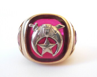 Ruby Masonic Ring - Etsy