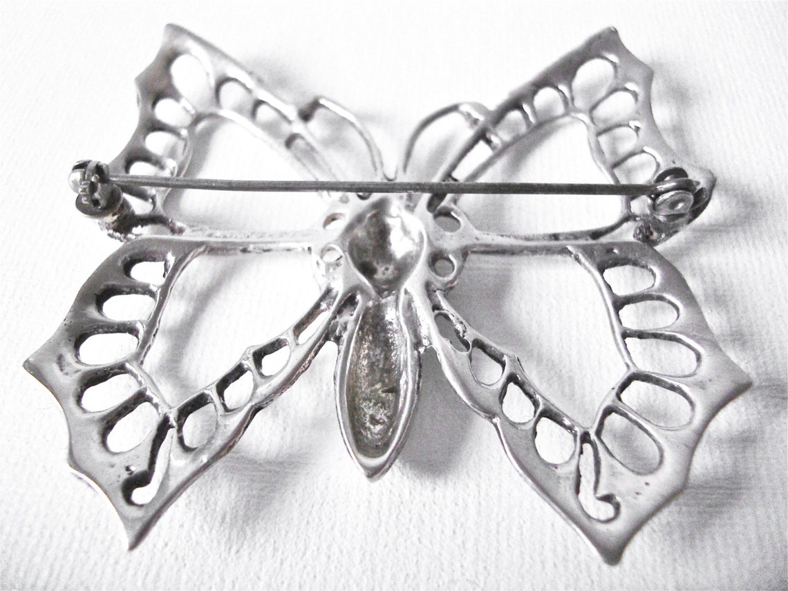Vintage Sterling Silver Butterfly Brooch With Open Work Wings - Etsy