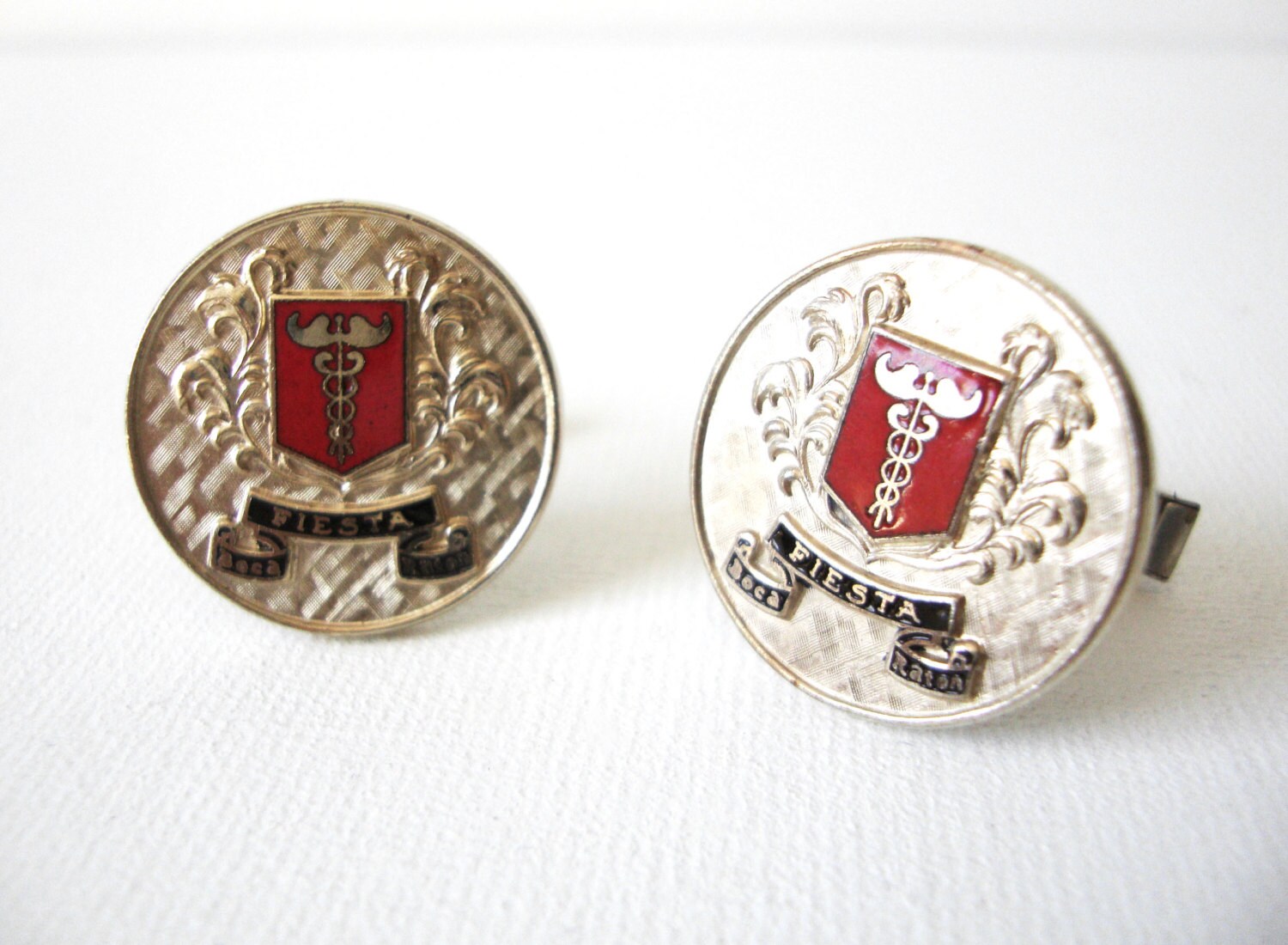 Vintage Enamel Caduceus Fiesta Boca Raton Cufflinks With Sterling ...