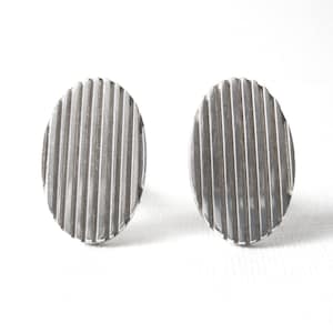Allan Adler Oval Sterling Silver Cufflinks With Striped Grooves - Etsy