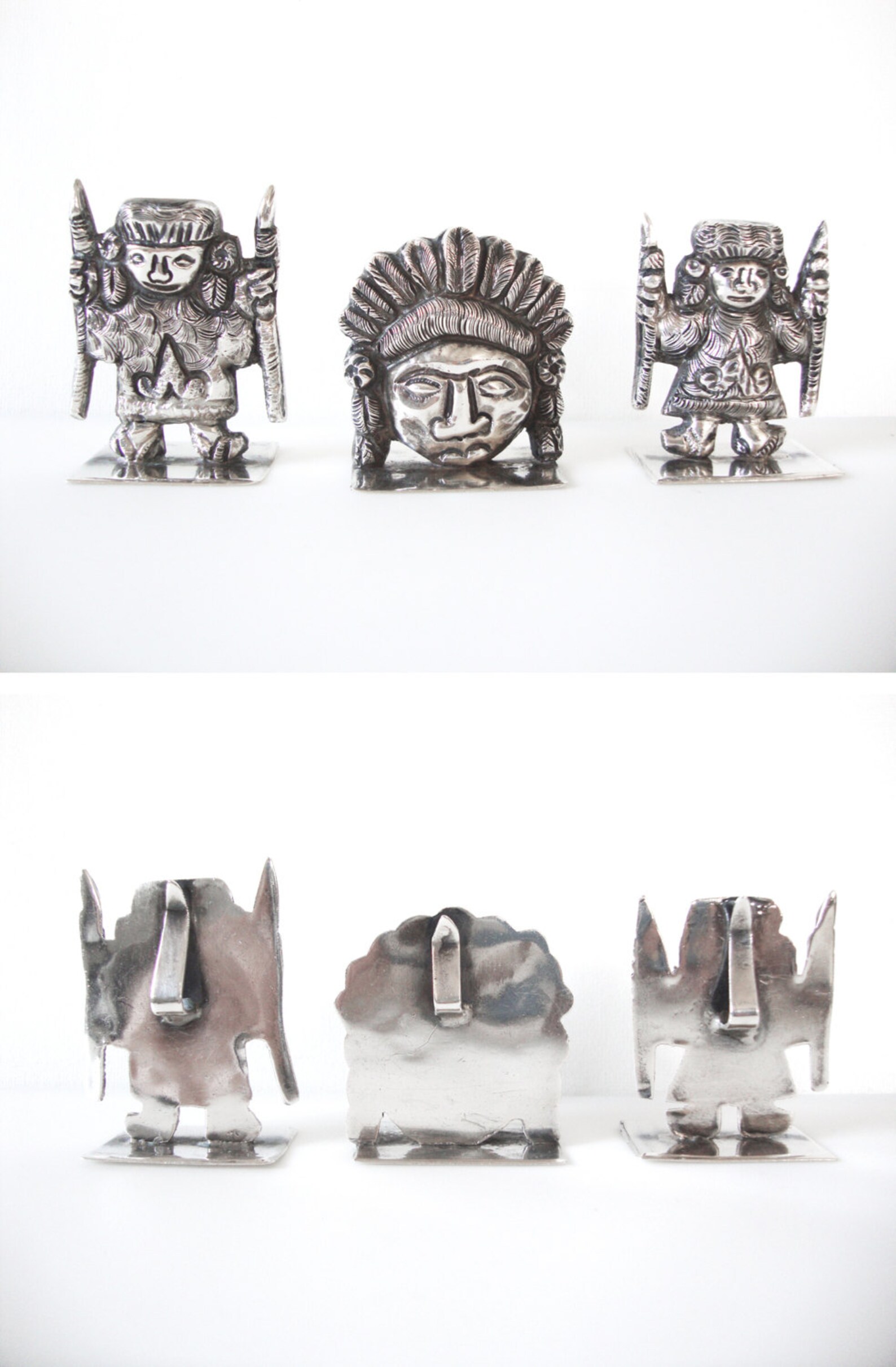 Vintage Peruvian Silver Inca Place Card Holders Set of 7 - Etsy