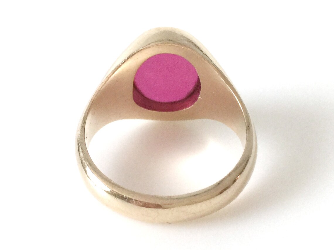 Mens 10K Gold Ruby Glass Ring Size 9 - Etsy