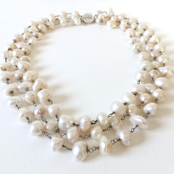Triple Strand Pearl - Etsy