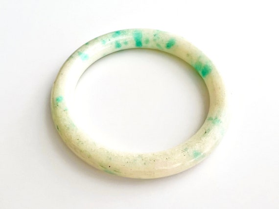 Chinese White and Green Jade Bangle Bracelet Etsy Ireland