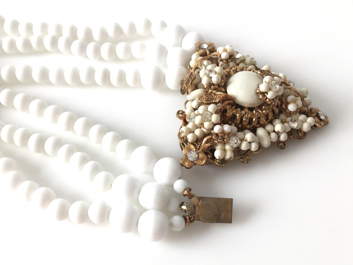 Miriam Haskel Style White Bead Necklace - Etsy