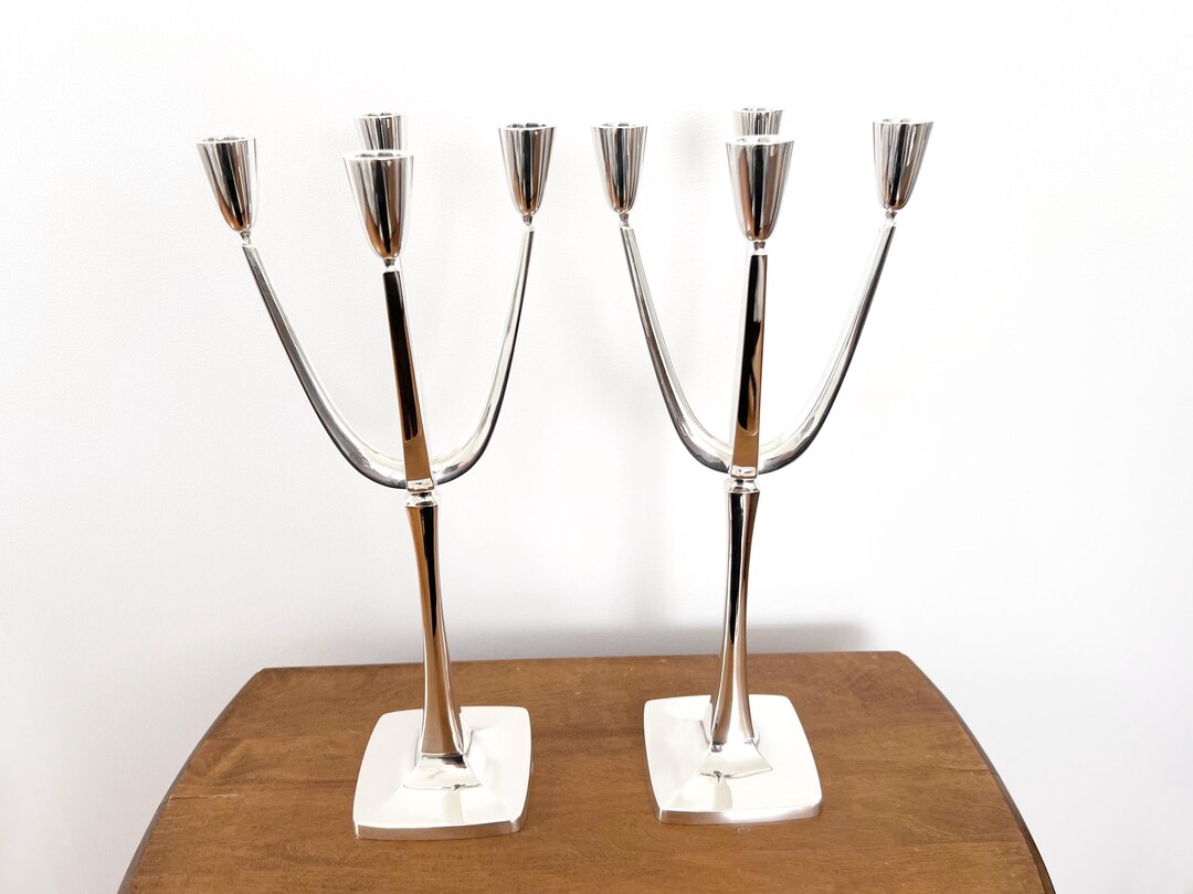 Mid Century Tall Pair of W. A. Bolin Sterling Silver Candelabras Made ...