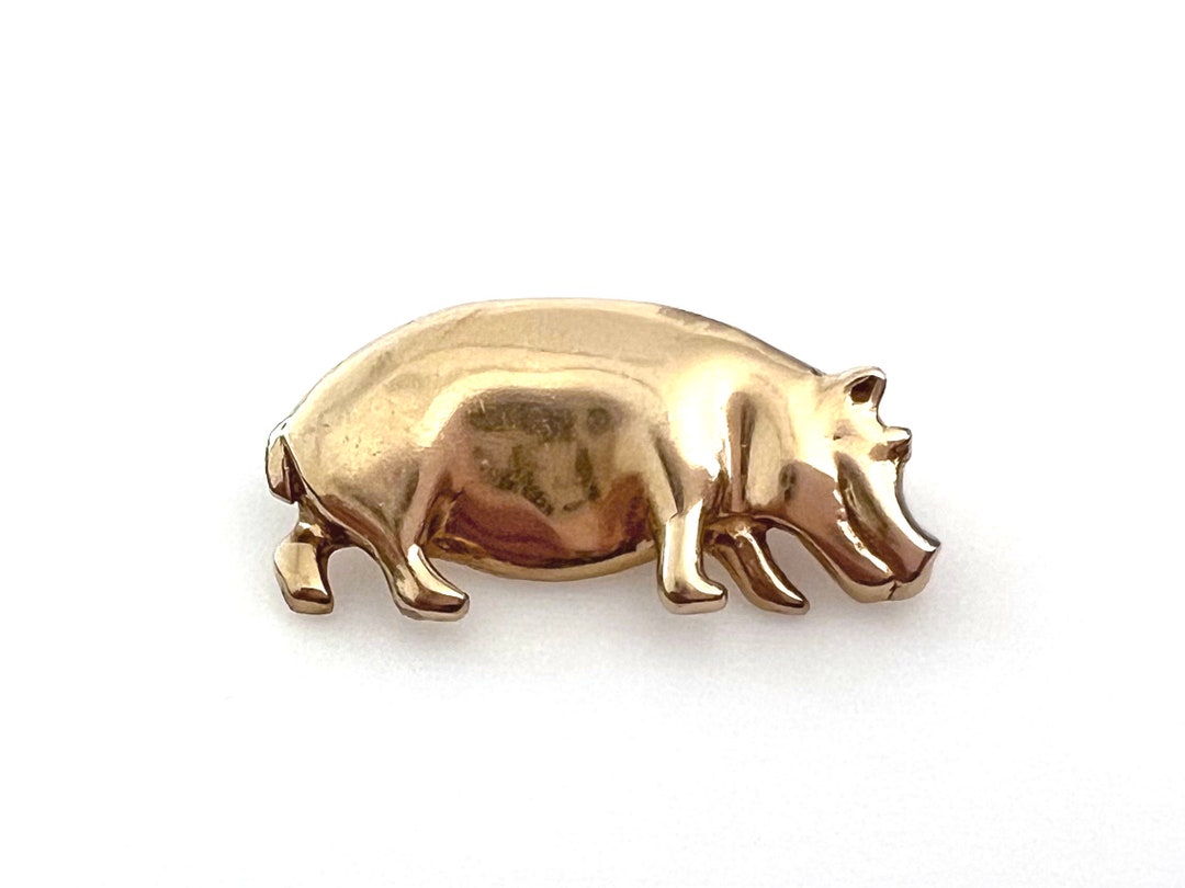 14K Gold Hippo Pendant - Etsy