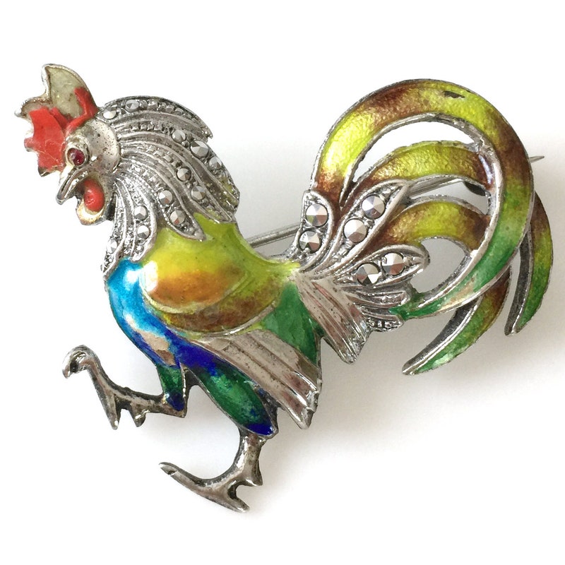 Rooster Brooch Sterling - Etsy