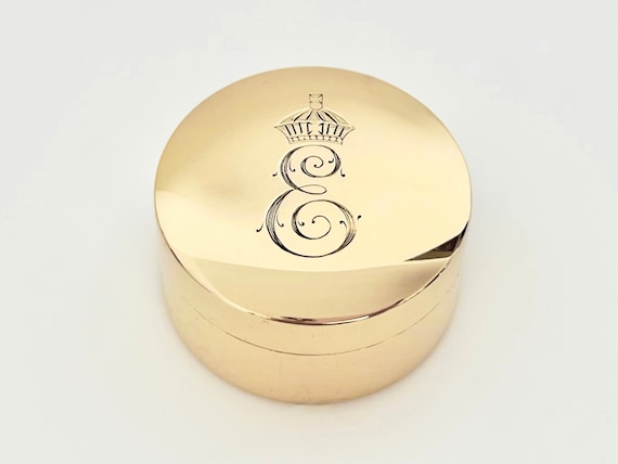 14K Gold Gorham Pill Box Monogrammed With The Letter E - Gem