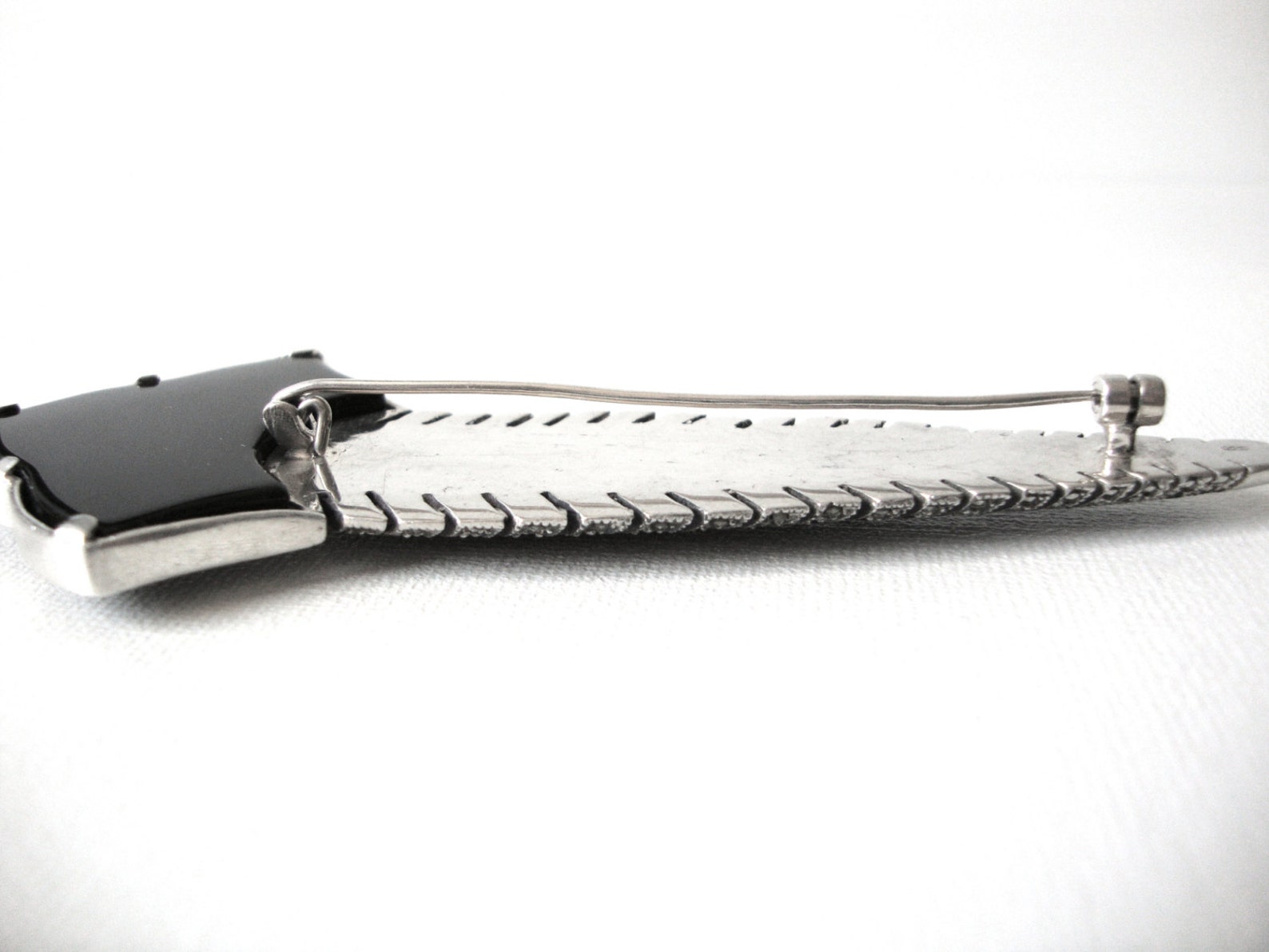 Deco Sterling Silver Marcasite Dagger Brooch With Jet Black - Etsy