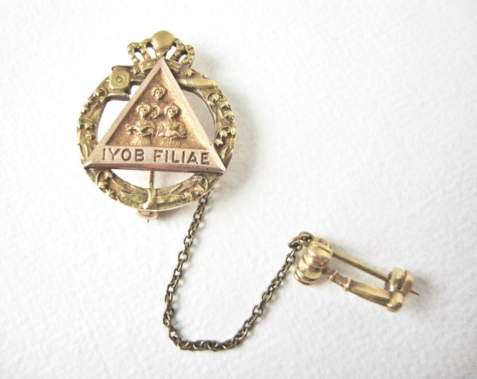 10K Gold Masonic IYOB Filiae Honored Queen's Pin From Jobs Daughters ...