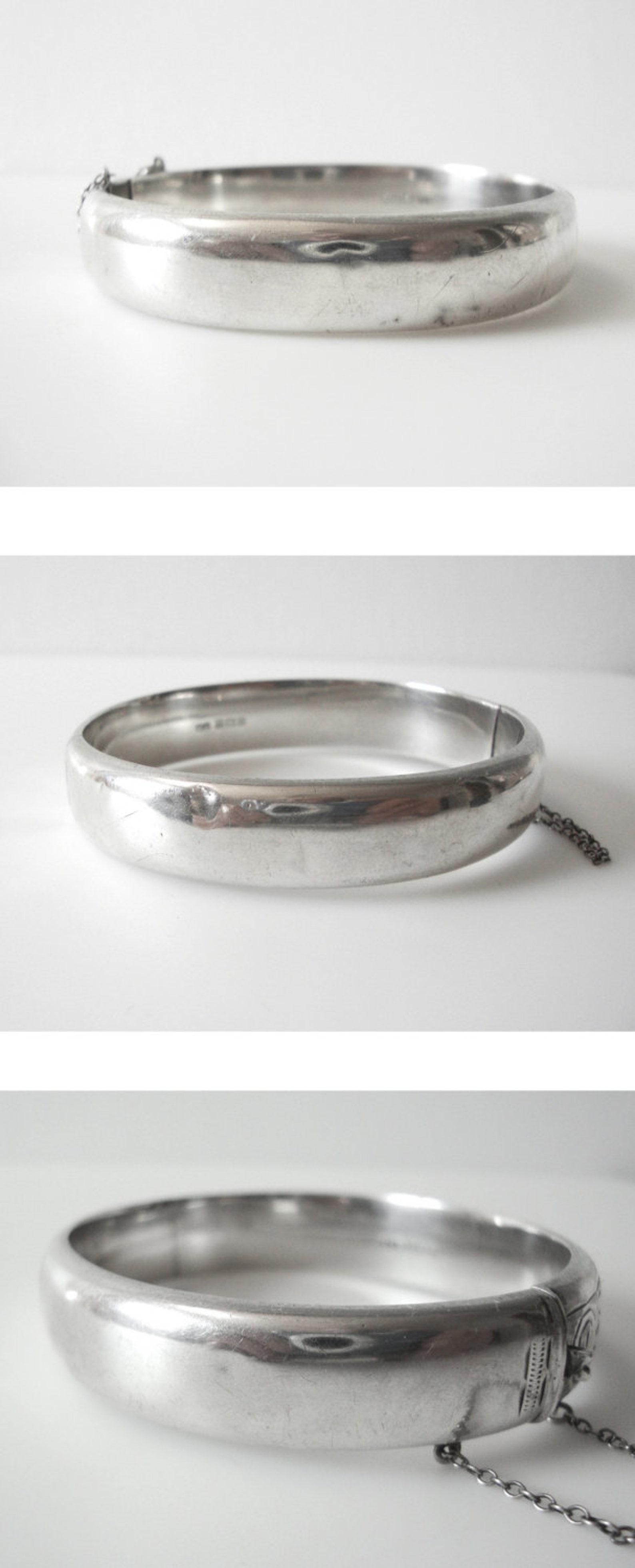English Engraved Sterling Silver Hinged Bangle Bracelet - Etsy
