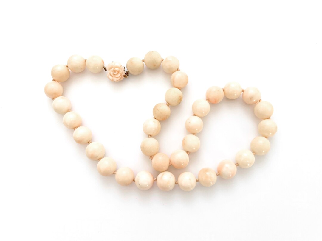 Angel Skin Coral Bead Necklace With 14K Gold Clasp 16 3/4” - Etsy