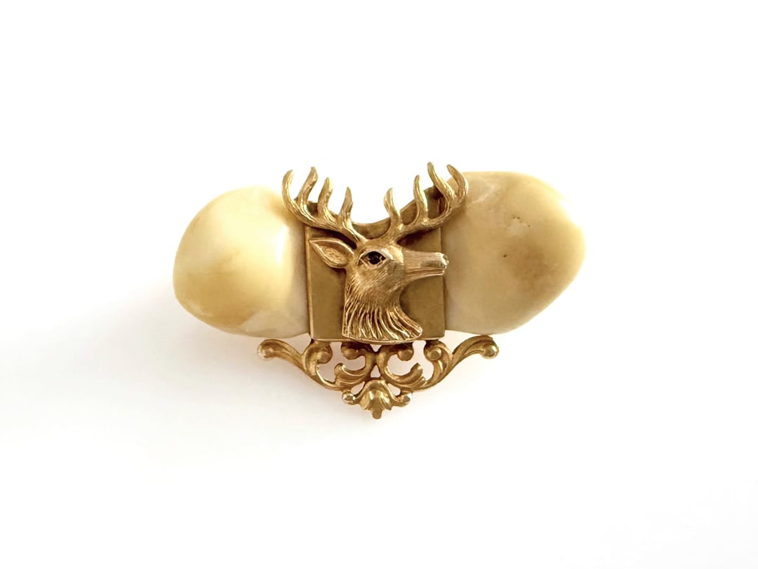 Antique 14K Gold Elks Double Tooth Brooch - Etsy