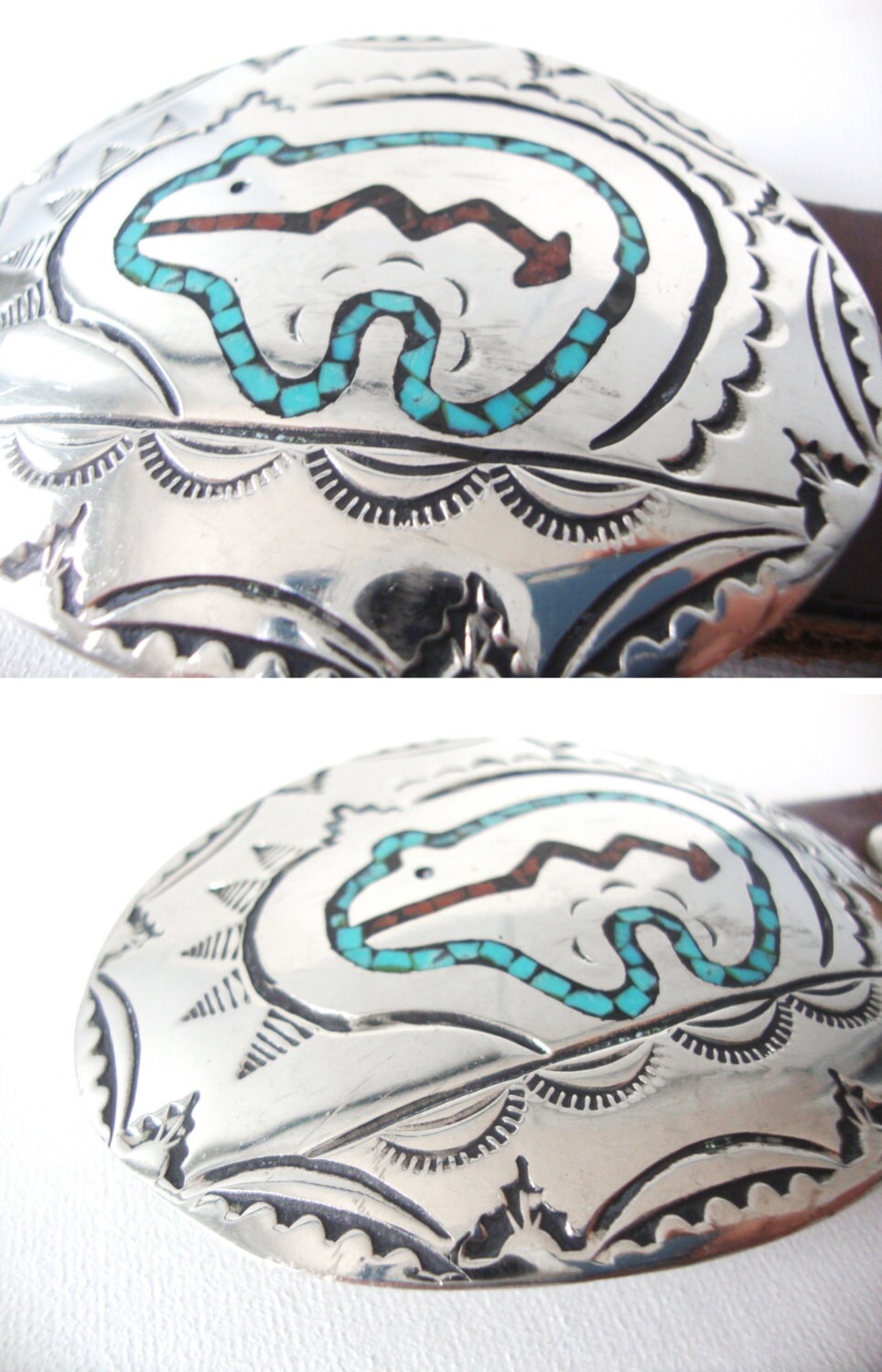 Navajo Leander Nezzie Sterling Silver Bear Buckle With Chip - Etsy
