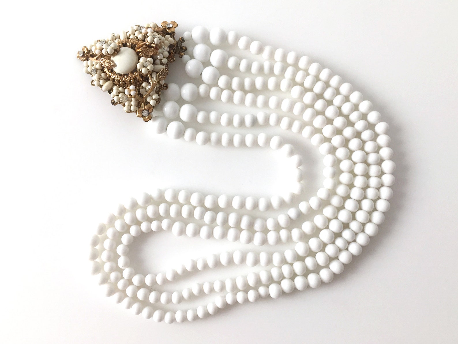 Miriam Haskel Style White Bead Necklace - Etsy