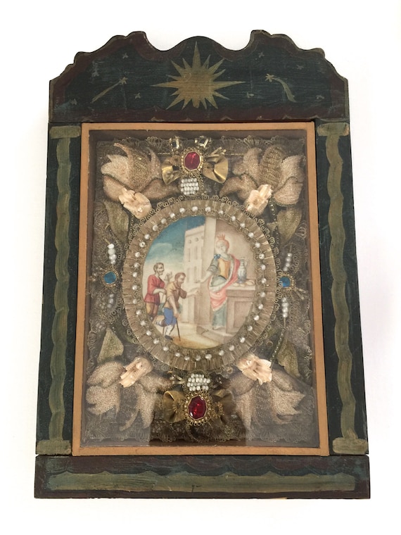 Antique Klosterarbeiten monastery Work Shadow Box With | Etsy