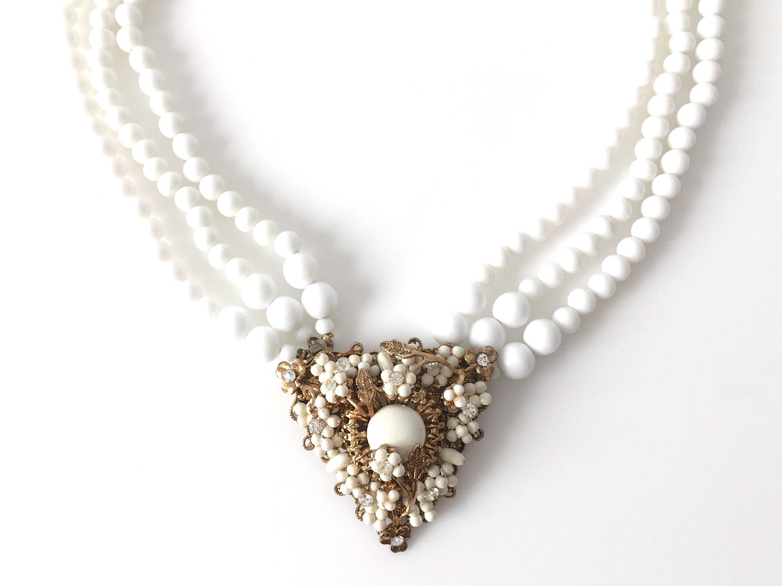 Miriam Haskel Style White Bead Necklace - Etsy