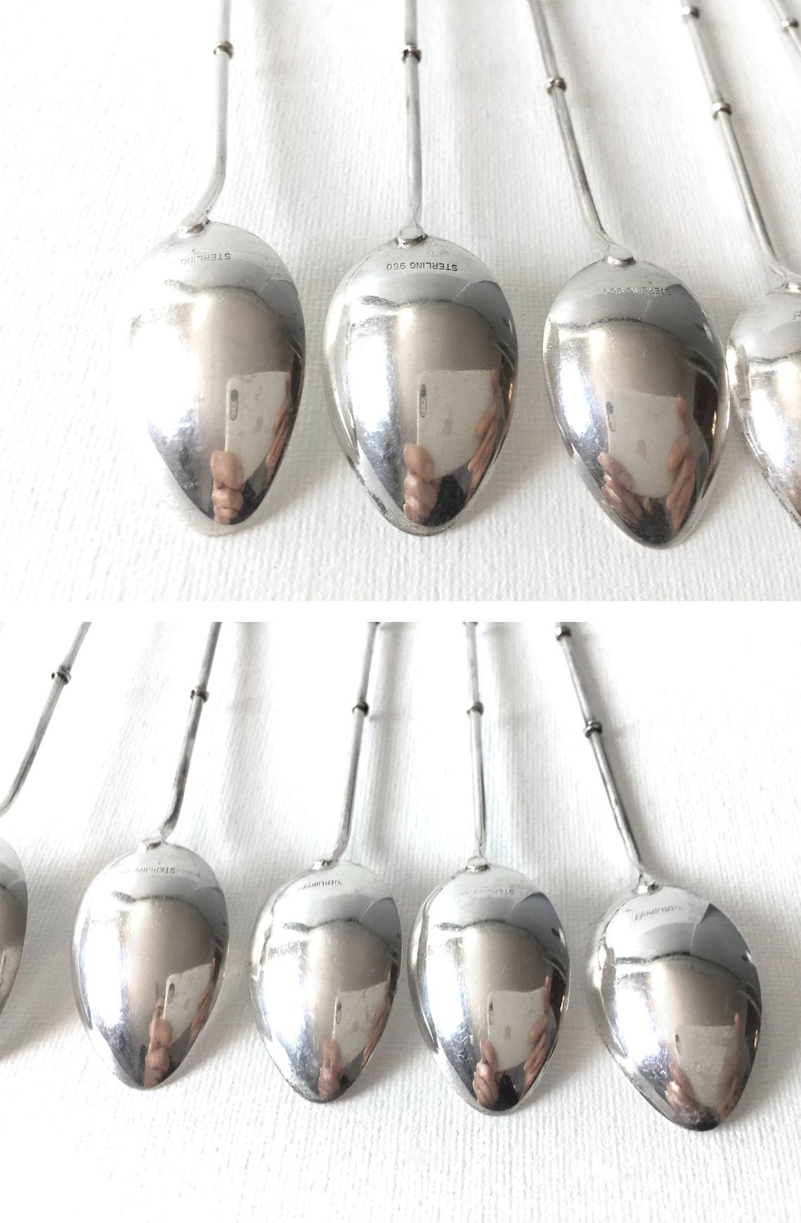 950 Silver Japanese Ice Tea Spoon Set of 6 - Etsy