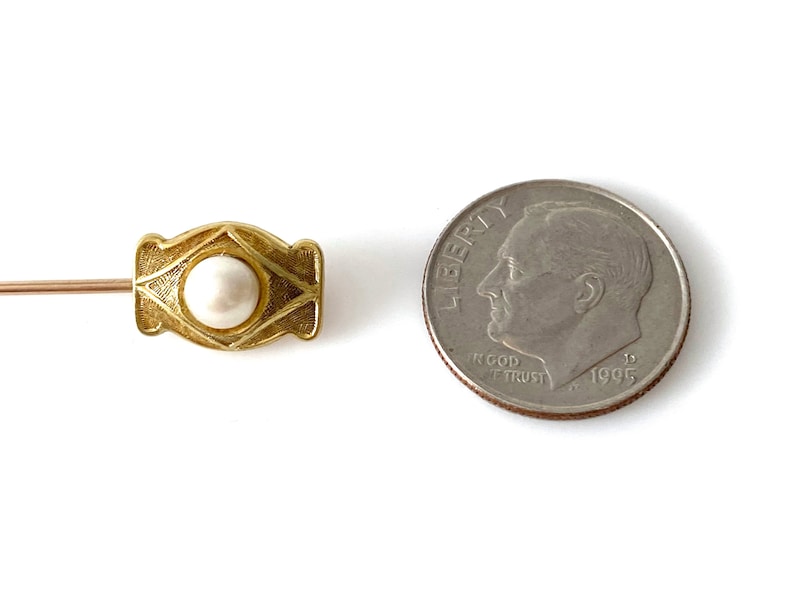 10K Gold Stick Pin Set With Cultured Pearl - Etsy