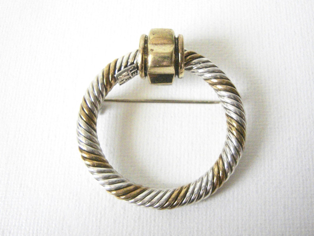Vintage Sterling Silver and Brass Twisted Wire Brooch Made in Mexico - Etsy