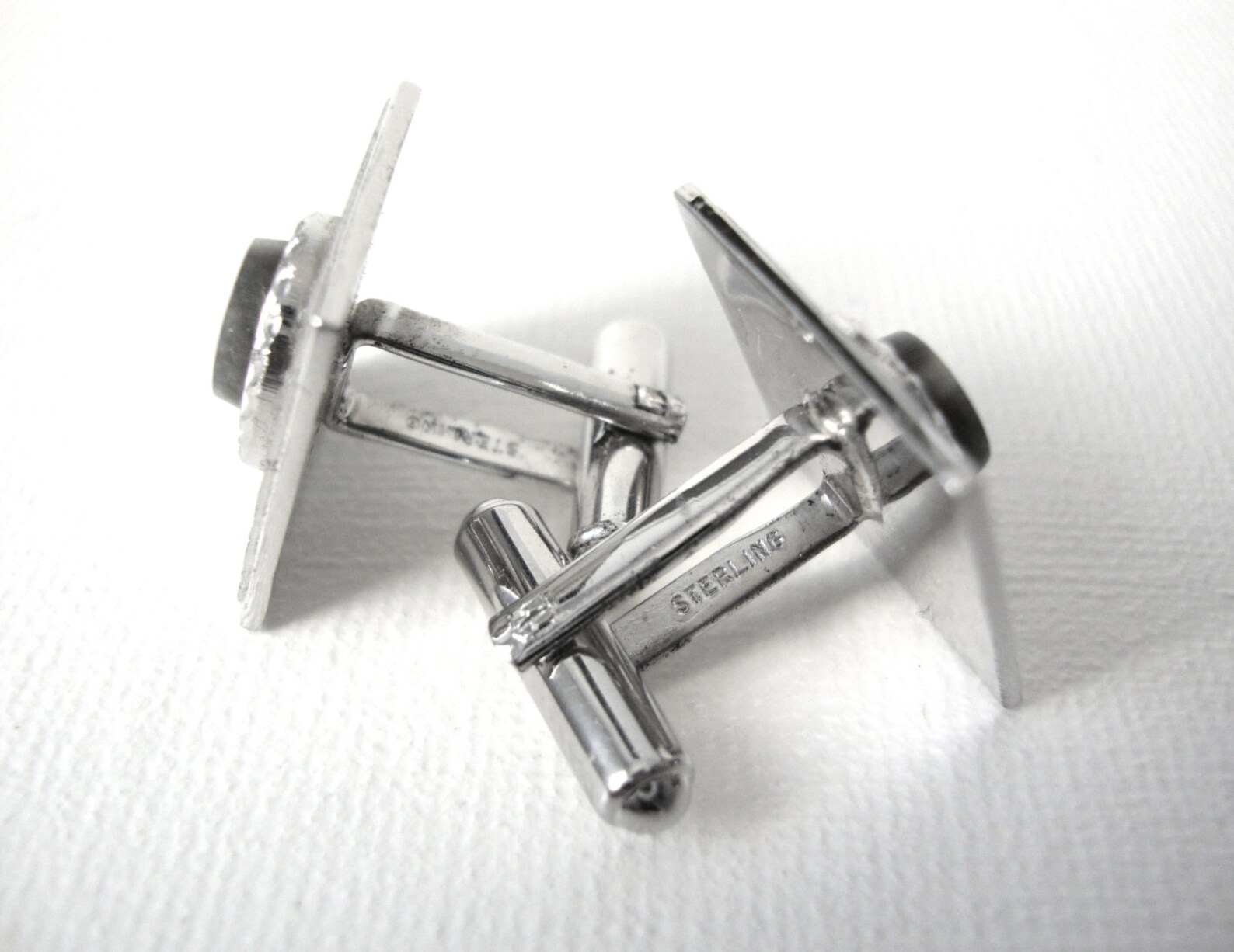 Vintage JML Sterling Silver Square Cufflinks With Florentine Finish Set ...