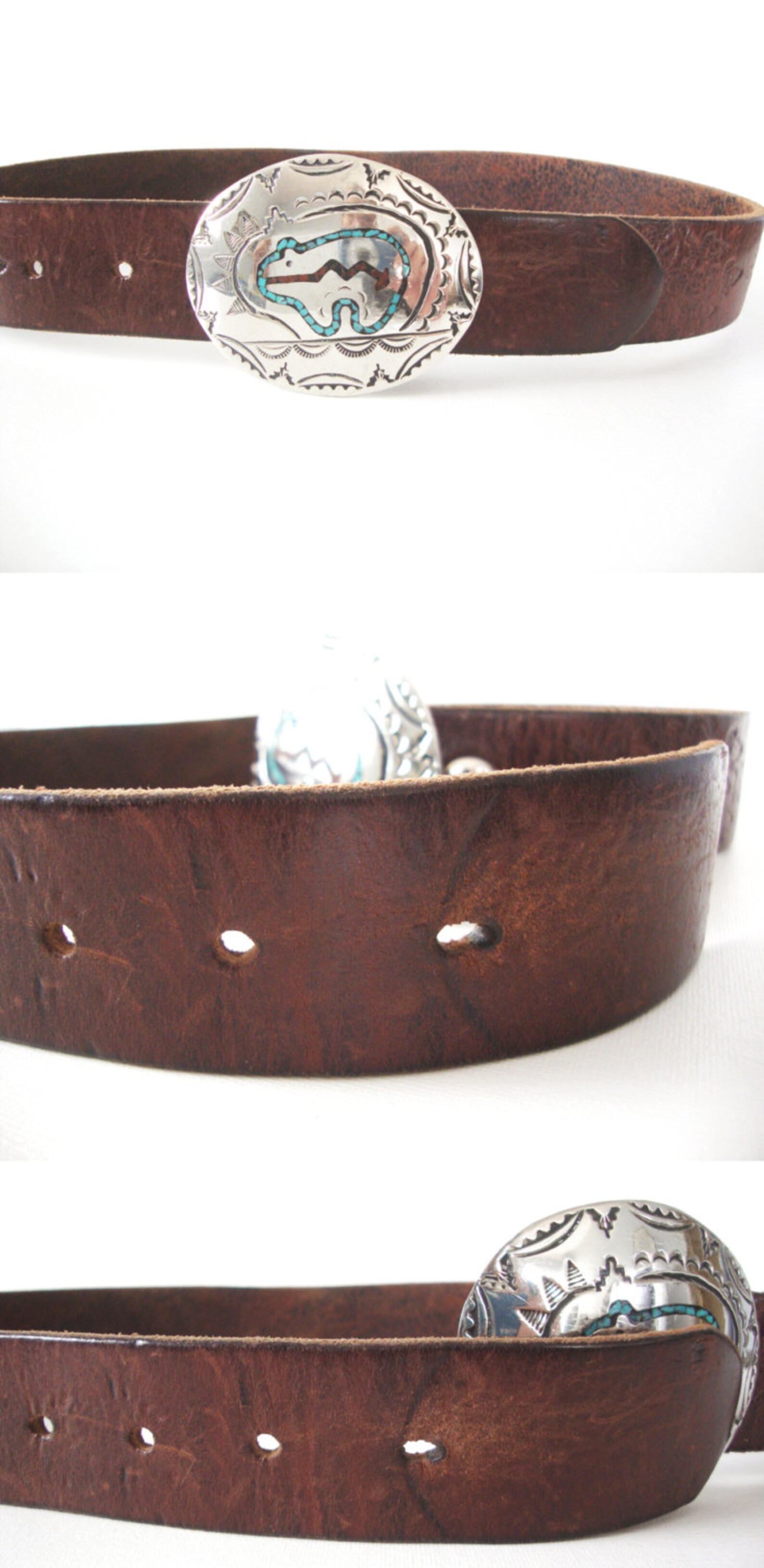 Navajo Leander Nezzie Sterling Silver Bear Buckle With Chip - Etsy