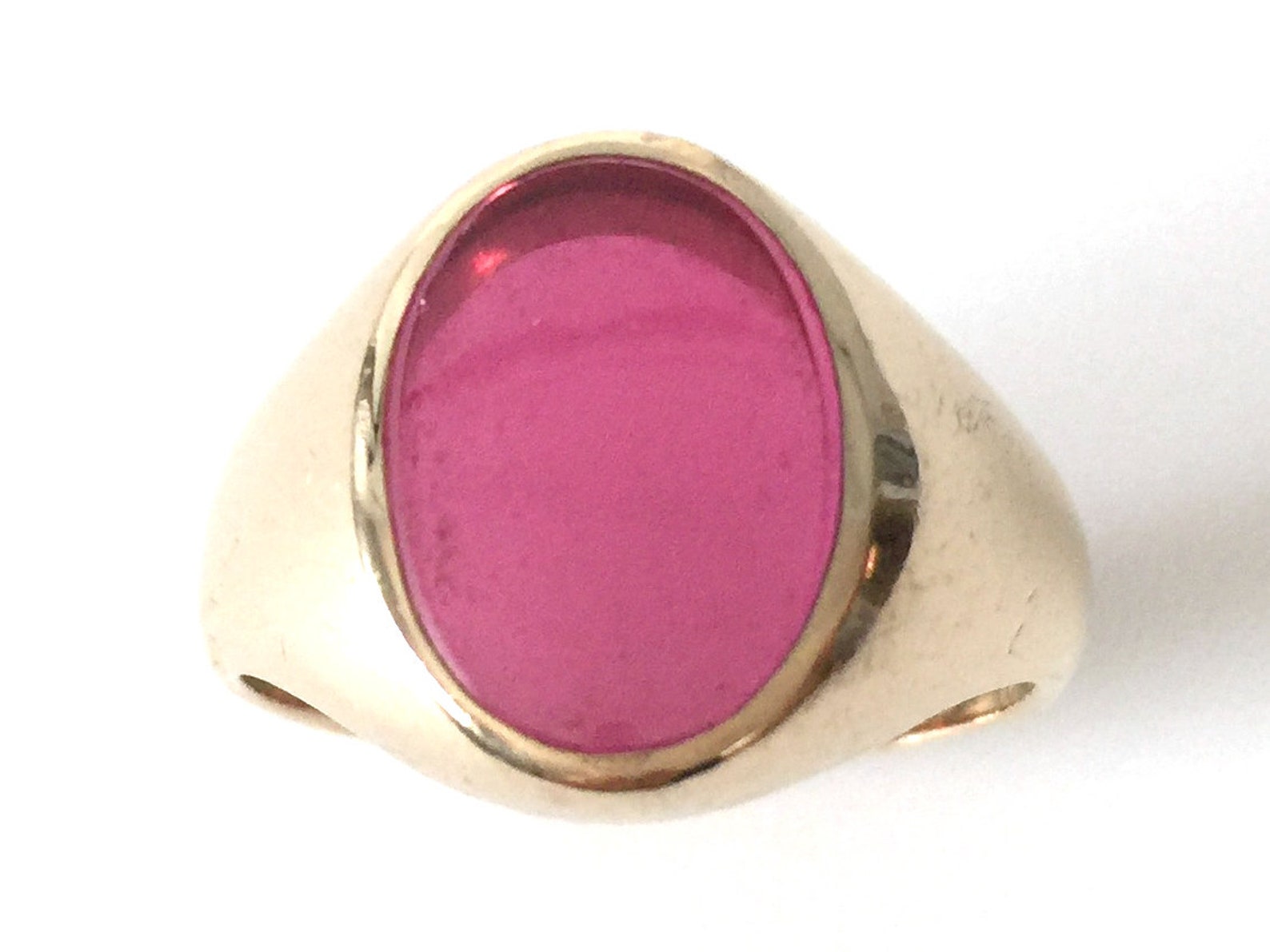 Mens 10K Gold Ruby Glass Ring Size 9 - Etsy