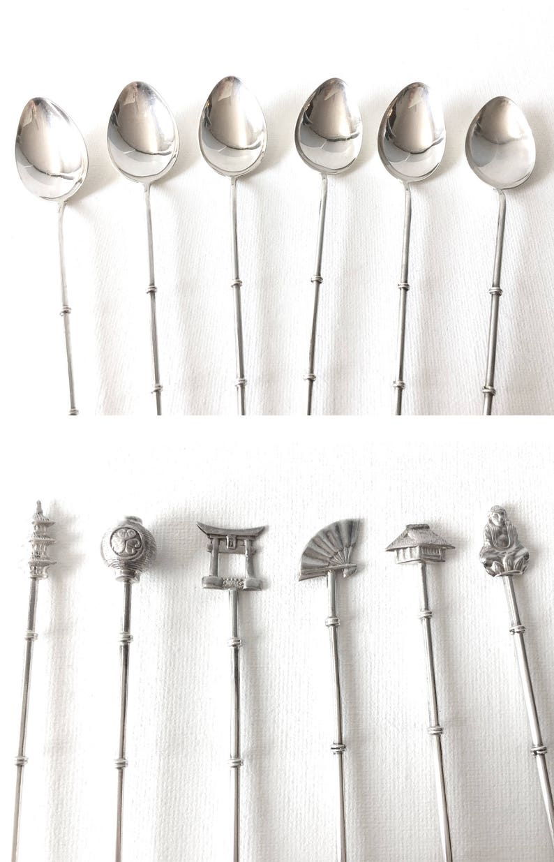 950 Silver Japanese Ice Tea Spoon Set of 6 - Etsy