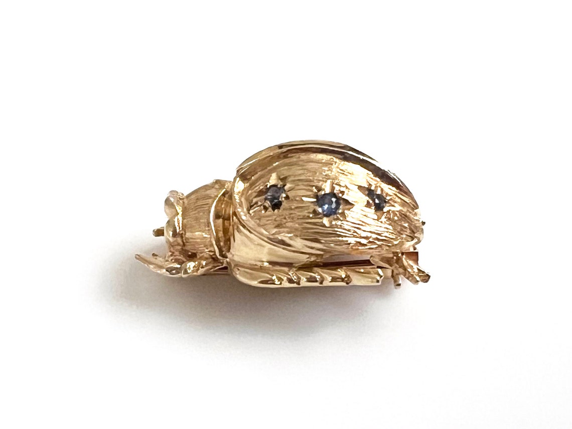 14K Gold Ladybug Brooch With Blue Sapphires - Etsy