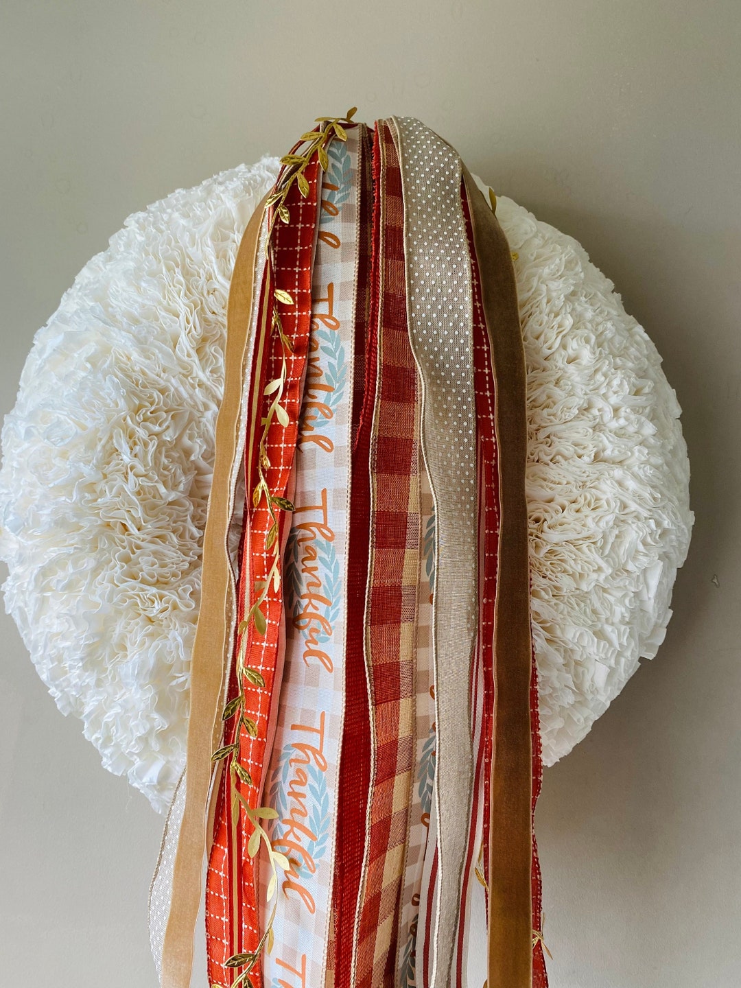 Thanksgiving Ribbon Set, Thankful Ribbon Set, Coffee Filter Wreath ...