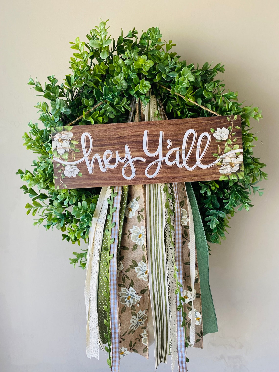 Magnolia Ribbon Set with Sign, Ribbon Set, Hey Yall Wreath, Ribbon ...
